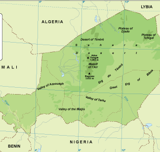 Niger mapa físico digital | Order and download Niger mapa físico digital